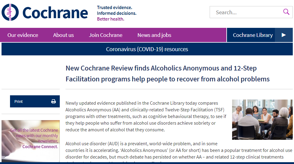 New Evidence of Effectiveness of AA in Recovery